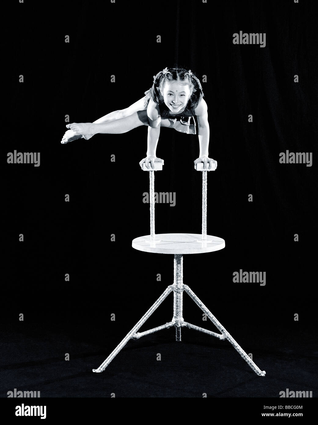 China, Hong Kong, Youngest acrobat of the Shenyang Acrobatic Troupe ...