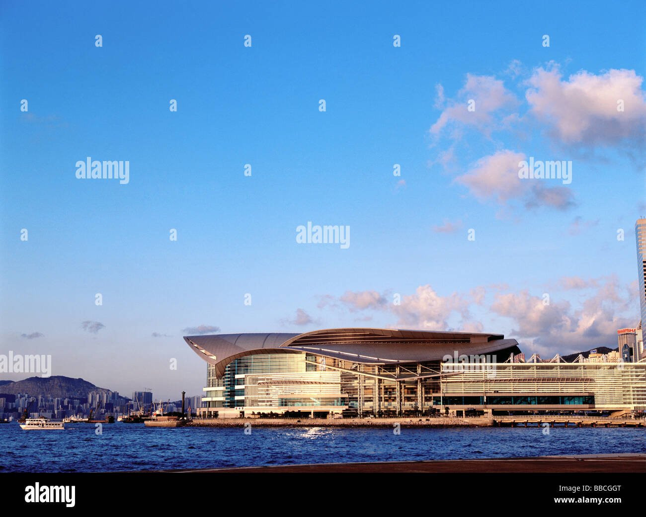 China, Hong Kong, Side view of the Hong Kong Convention and Exhibition ...