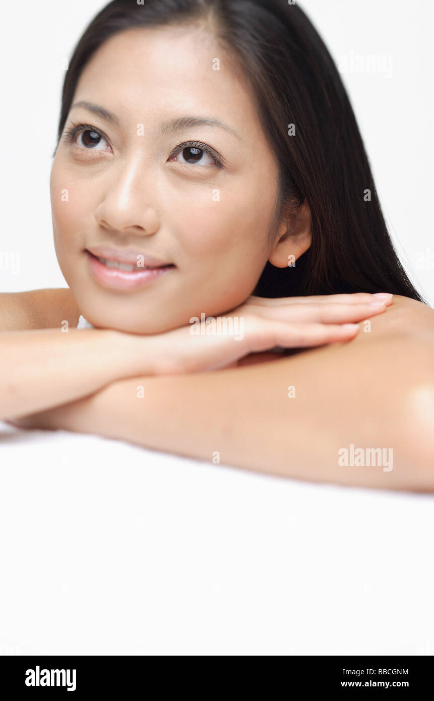 Resting chin on arms hi-res stock photography and images - Alamy