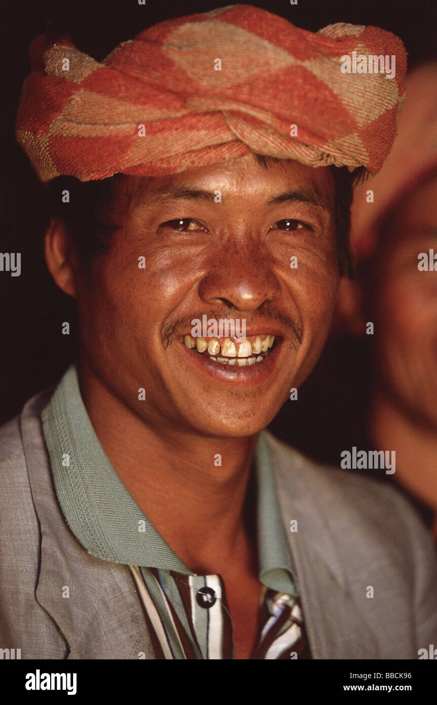 Myanmar (Burma), Near Kalaw, Pa-o man looking at camera, smiling Stock ...