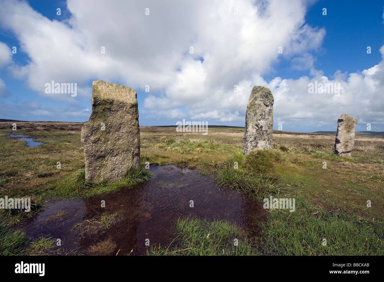 Three of the tallest upright stones on the "Nine Maidens" neolithic ...