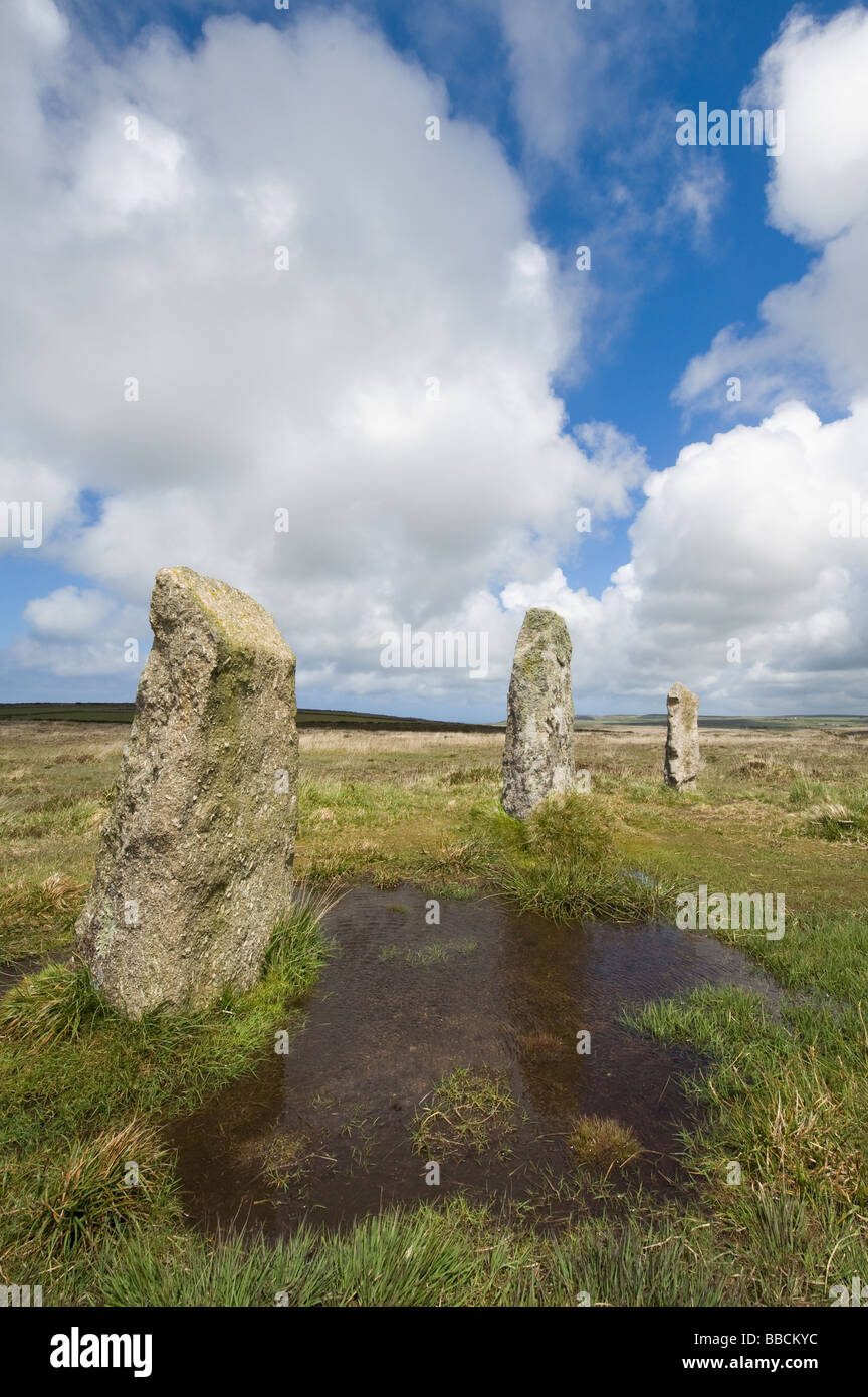 Three of the tallest upright stones on the "Nine Maidens "neolithic ...