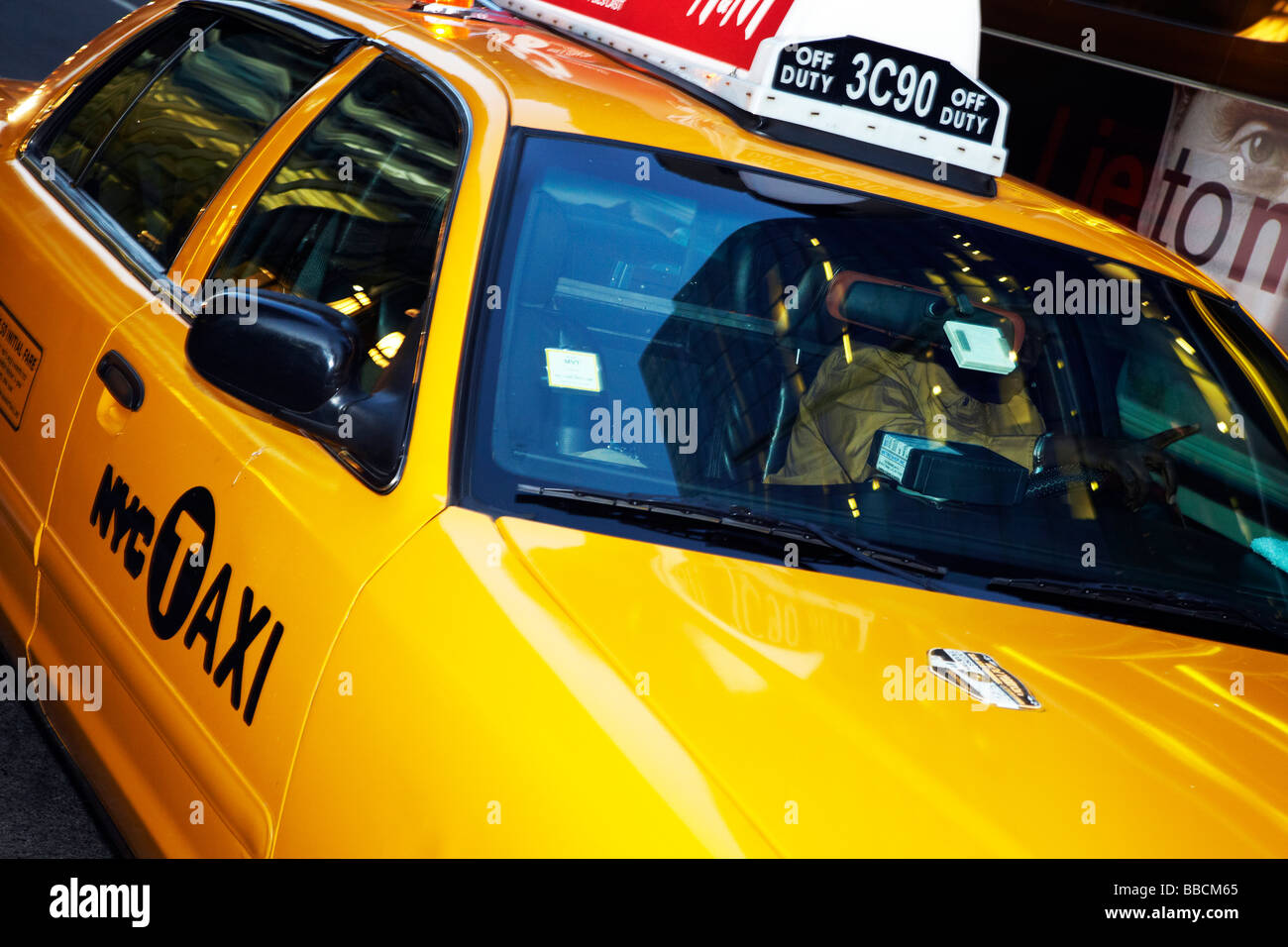 yellow taxi in street, New York Stock Photo - Alamy