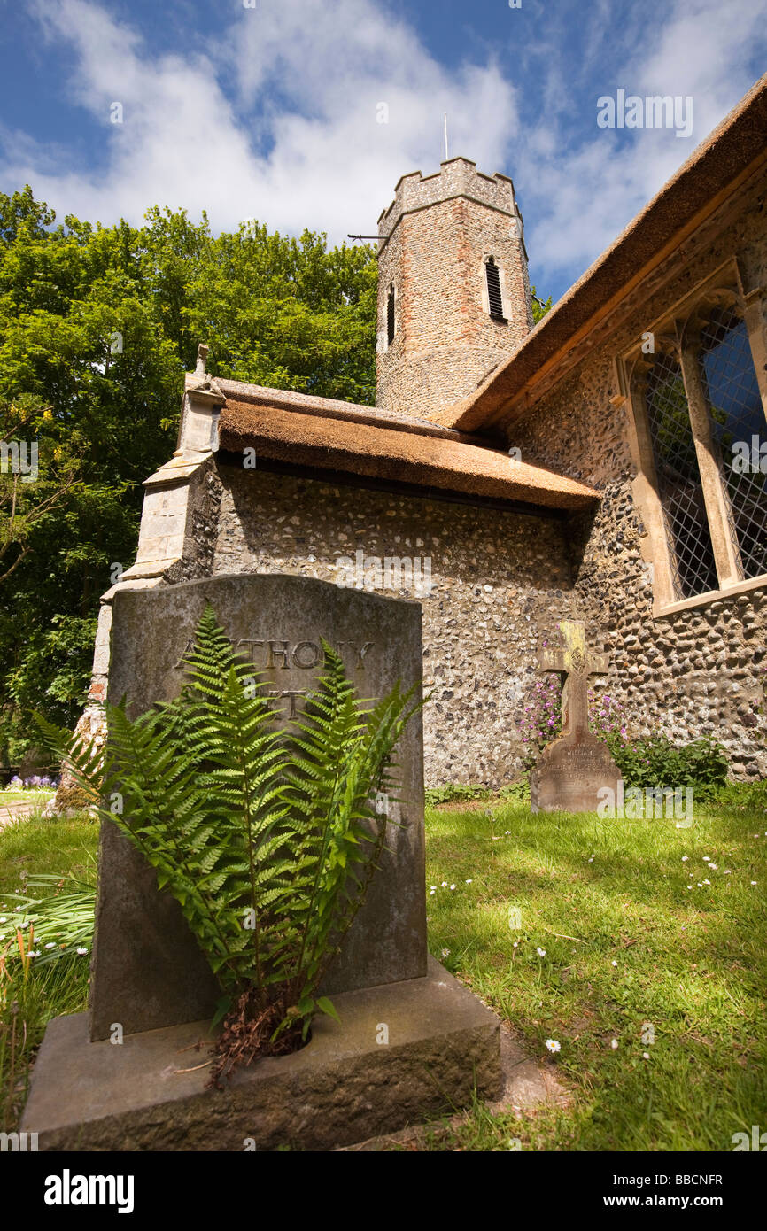 UK England Norfolk Horsey All Saints thatched parish church with Saxon ...