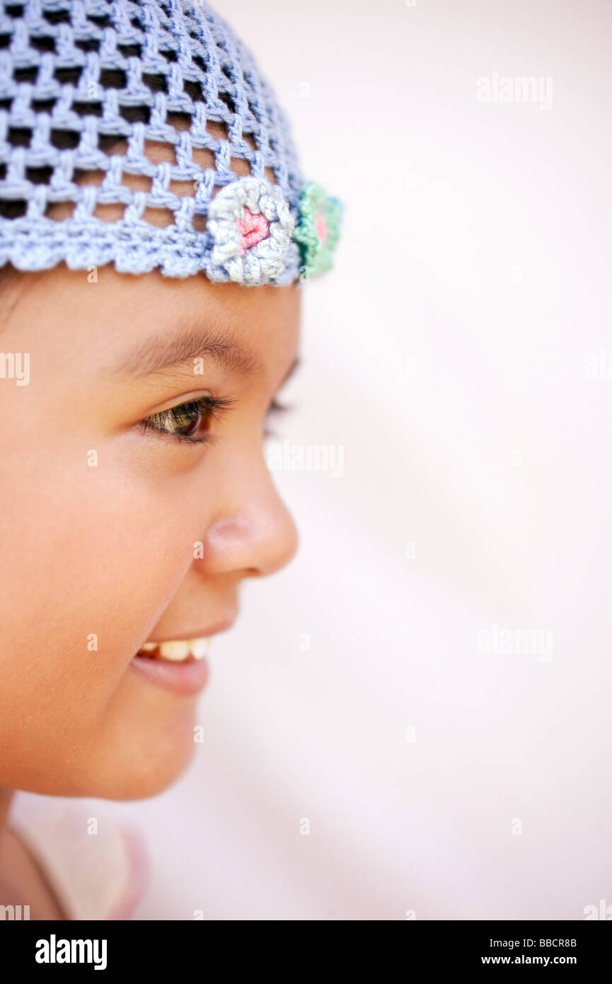 Young girl smiling, profile Stock Photo - Alamy