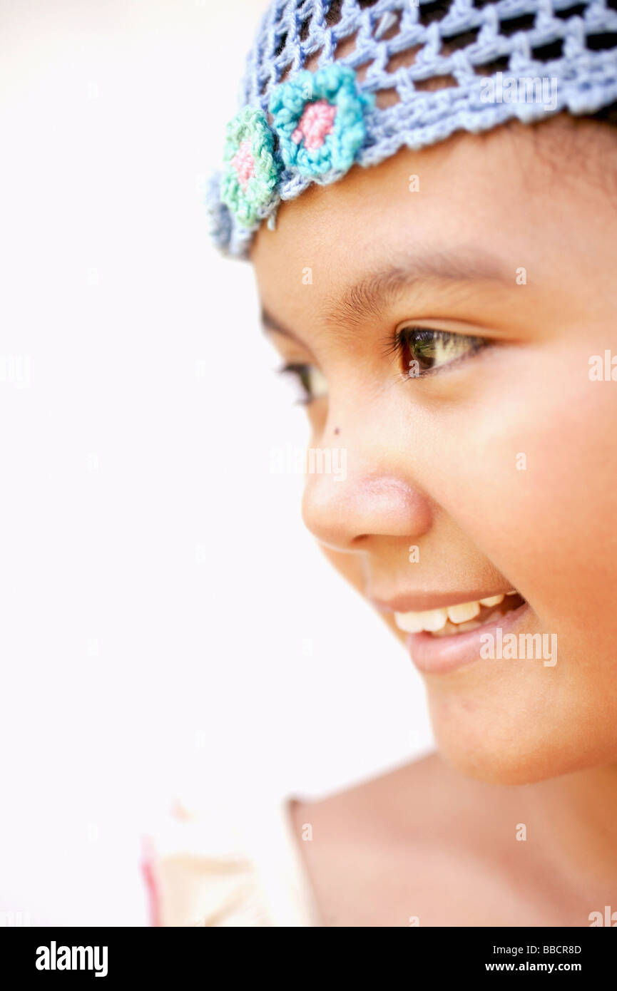 Young girl smiling, profile Stock Photo - Alamy