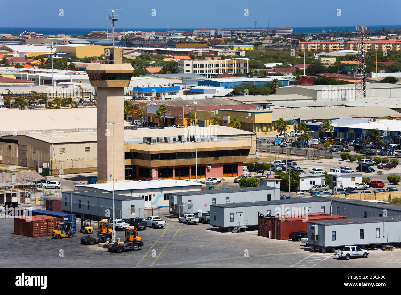 Container port; Oranjestad, Aruba Island, Kingdom of the Netherlands ...