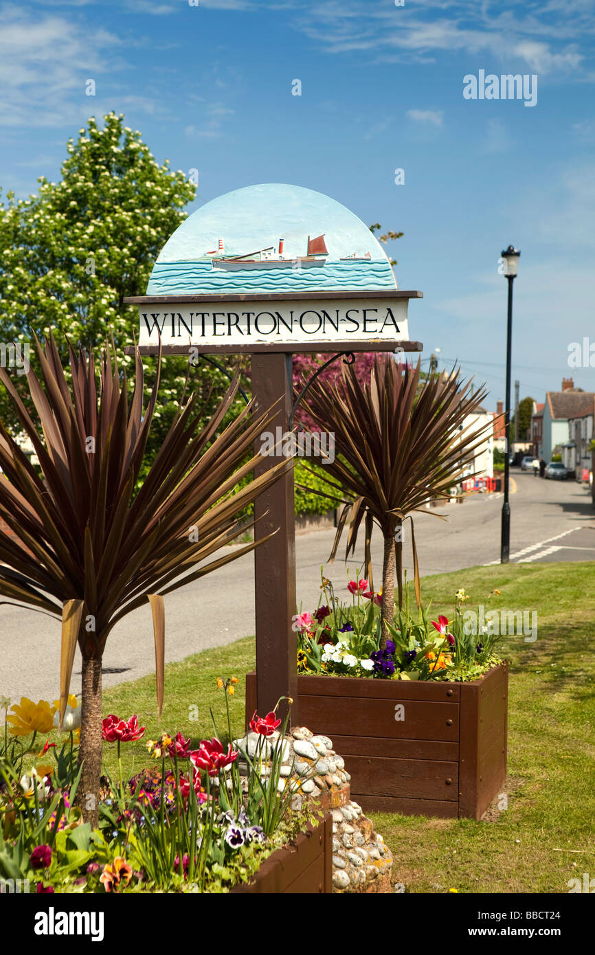 UK England Norfolk Winterton on Sea village sign Stock Photo - Alamy