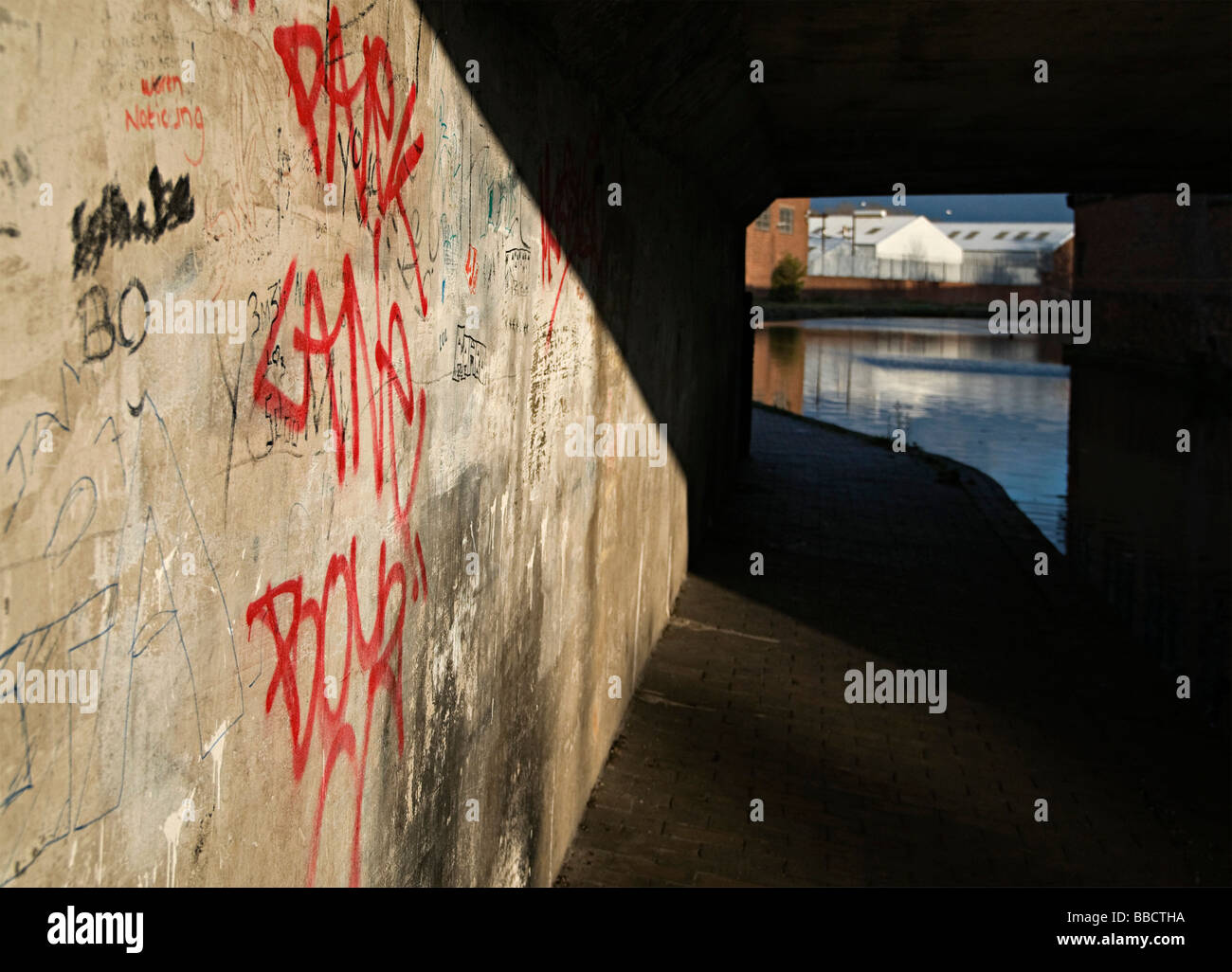 graffiti on a canal bridge wall in dudley uk Stock Photo - Alamy
