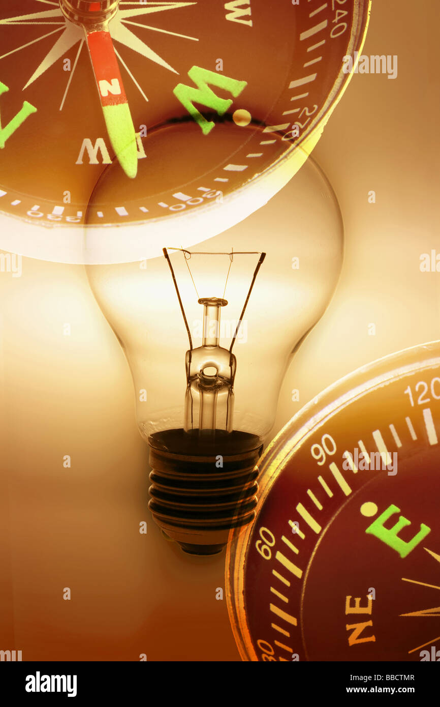 Light Bulb and Compass Stock Photo - Alamy