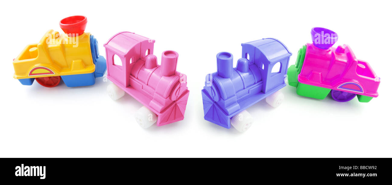 Plastic Toy Trains Stock Photo - Alamy