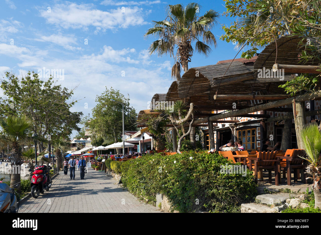Seafront Cafes in the Old Town, Side, Mediterranean Coast, Turkey Stock ...