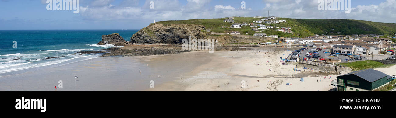 Panoramic view of Portreath beach in Cornwall UK Stock Photo - Alamy