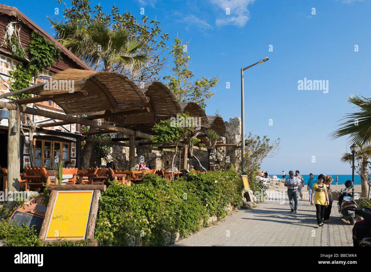 Seafront Restaurant in the Old Town, Side, Mediterranean Coast, Turkey ...