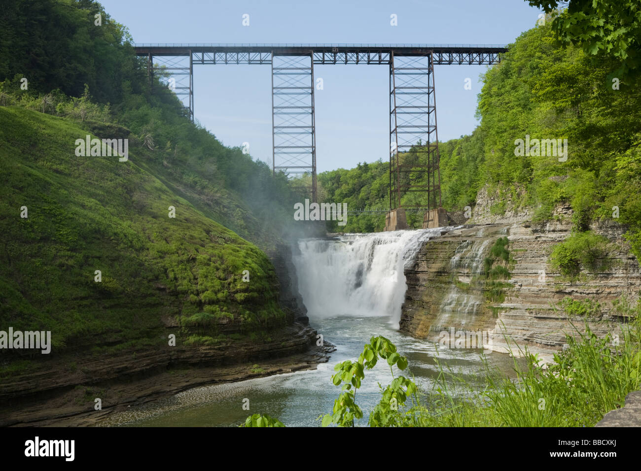 Upper Falls Letchworth State Park Genesee River Gorge western New York ...