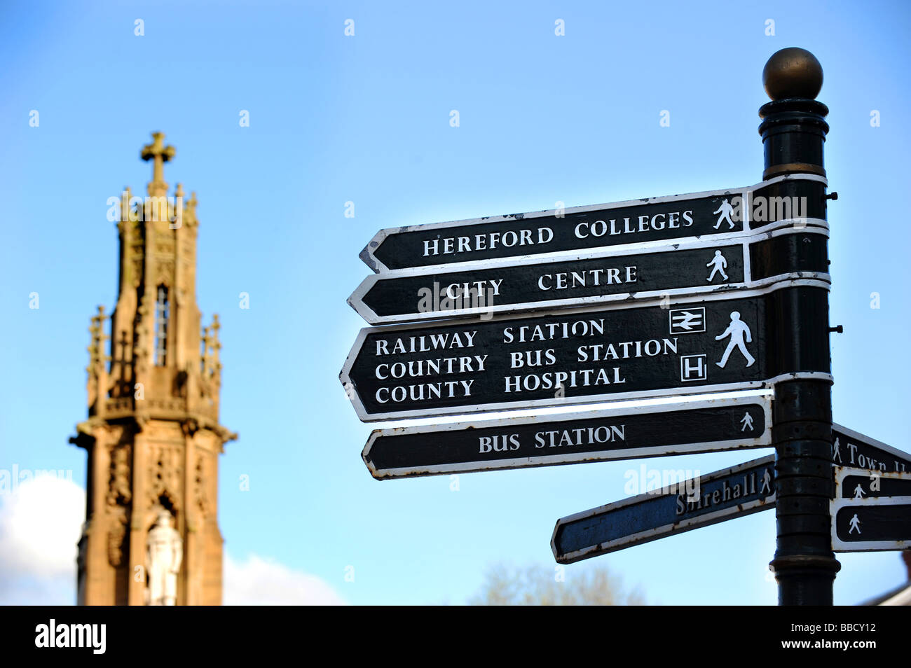 Tourist information signs in hereford town centre Stock Photo - Alamy