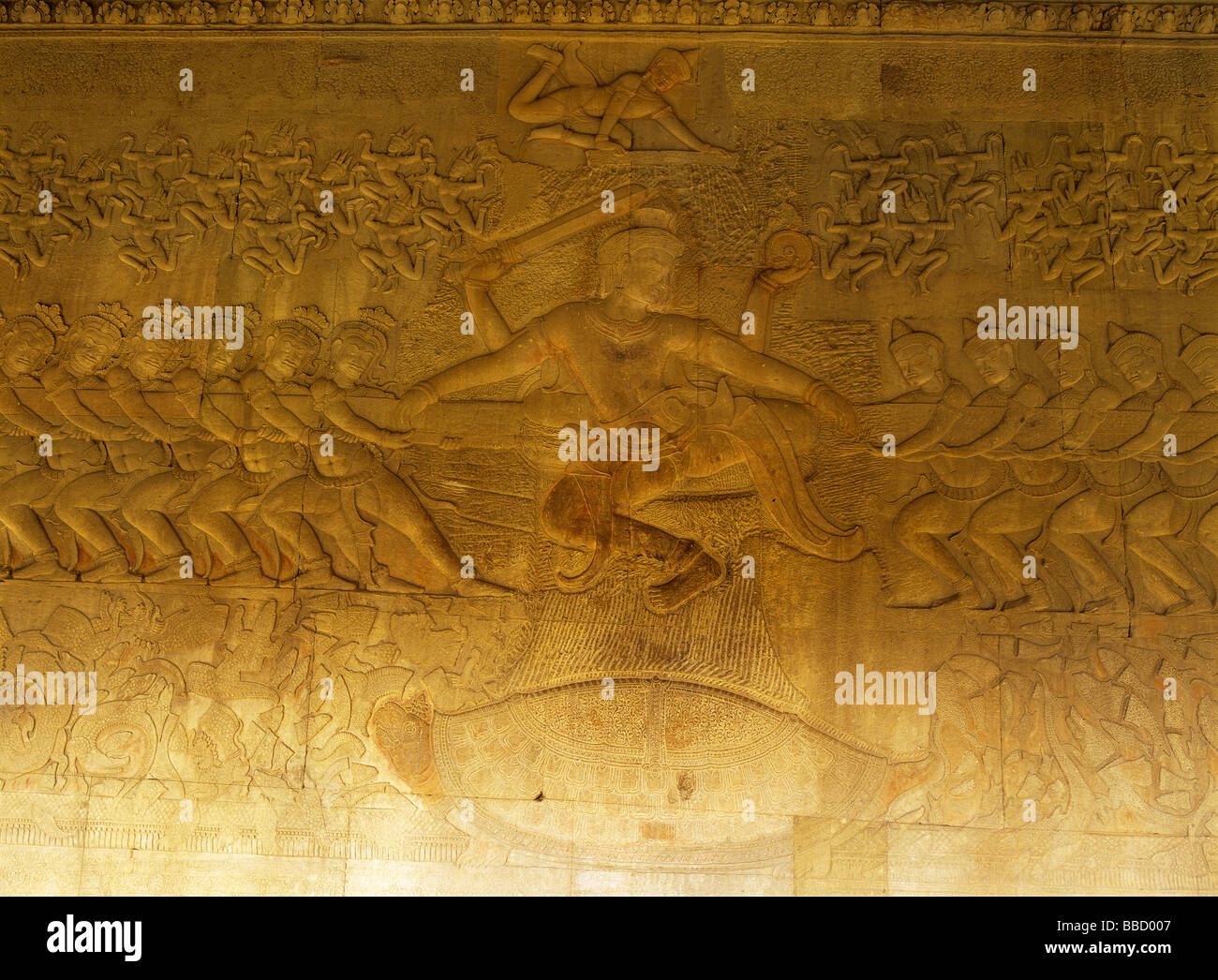 Churning of the Sea of Milk bas relief on East gallery Wall of Angkor ...