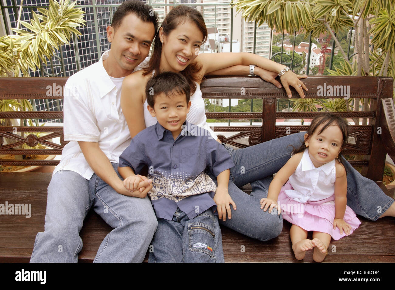 Family portrait, outdoors, high angle view Stock Photo - Alamy
