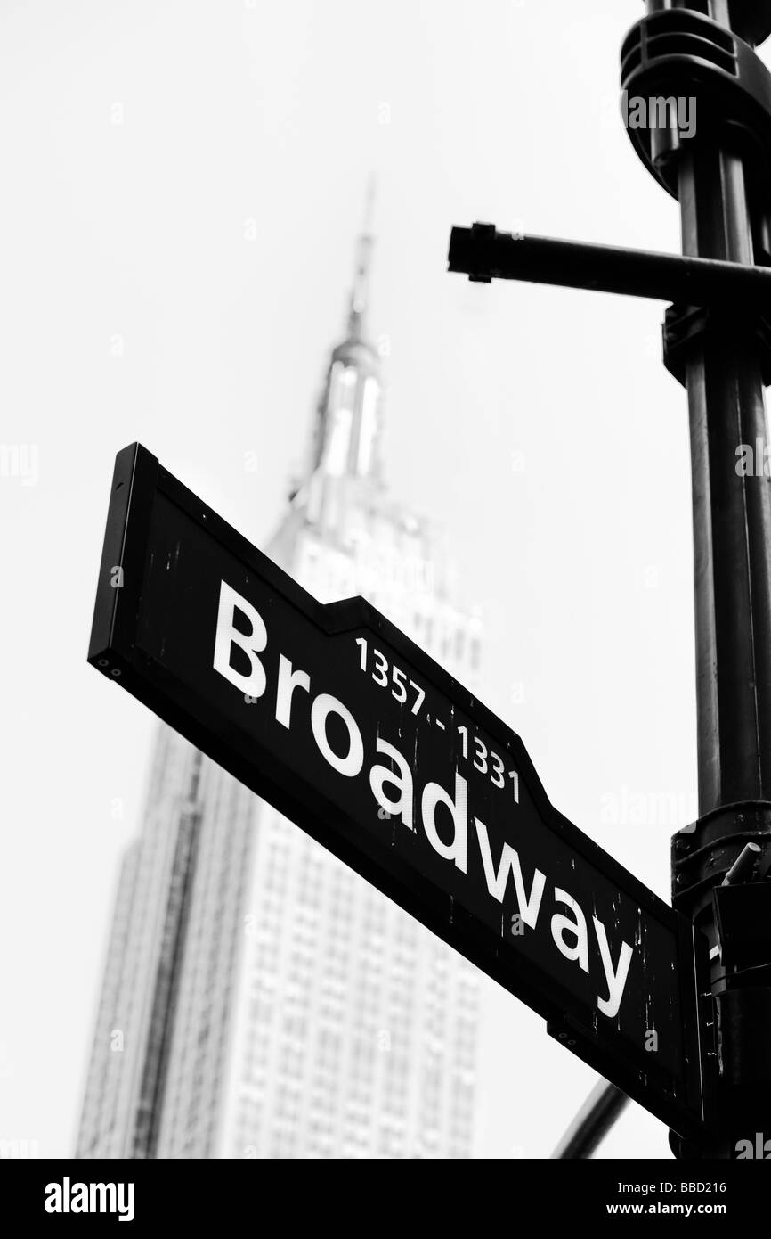 Broadway Street Sign Black And White