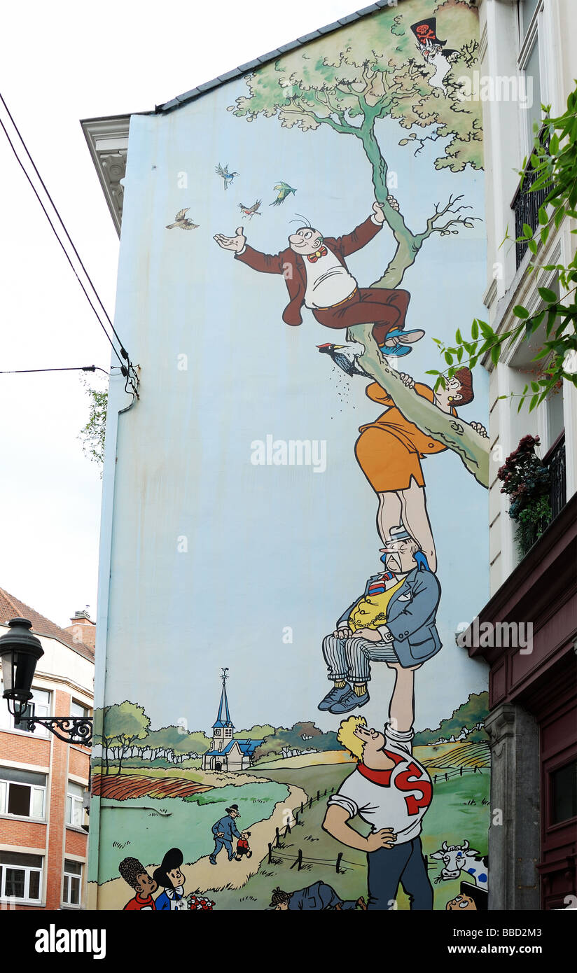 Comic strip mural in Brussels Stock Photo - Alamy
