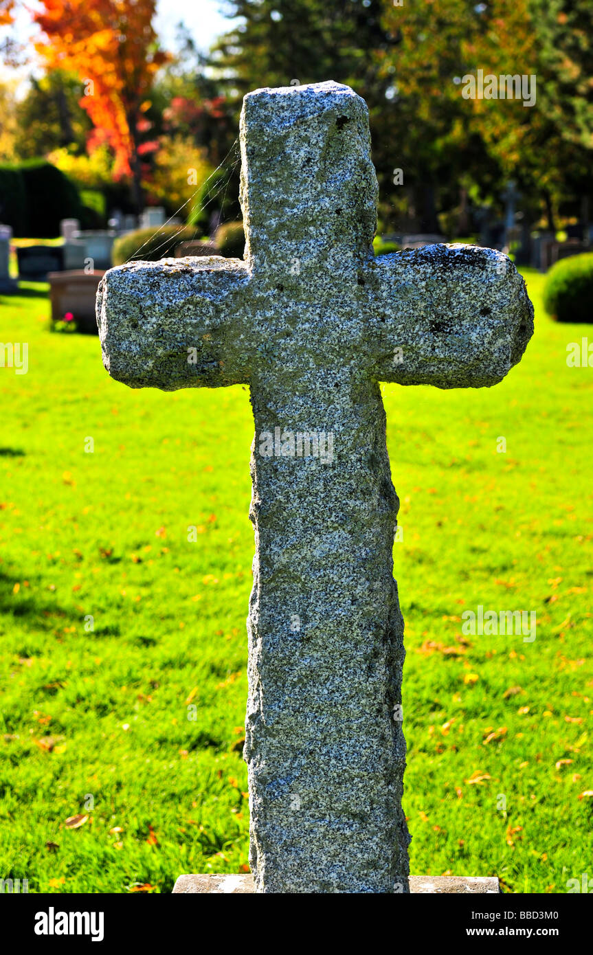 Bright graveyard lawn with ancient tombstone crosses Stock Photo - Alamy