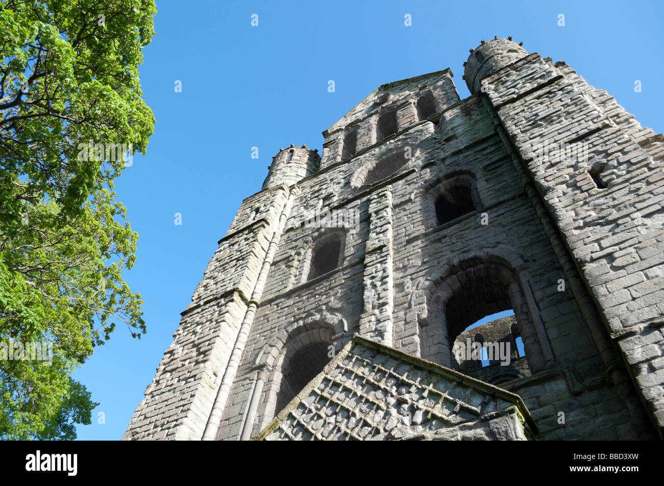 Kelso Abbey Scottish Borders UK the North aspect of the Tower Stock ...