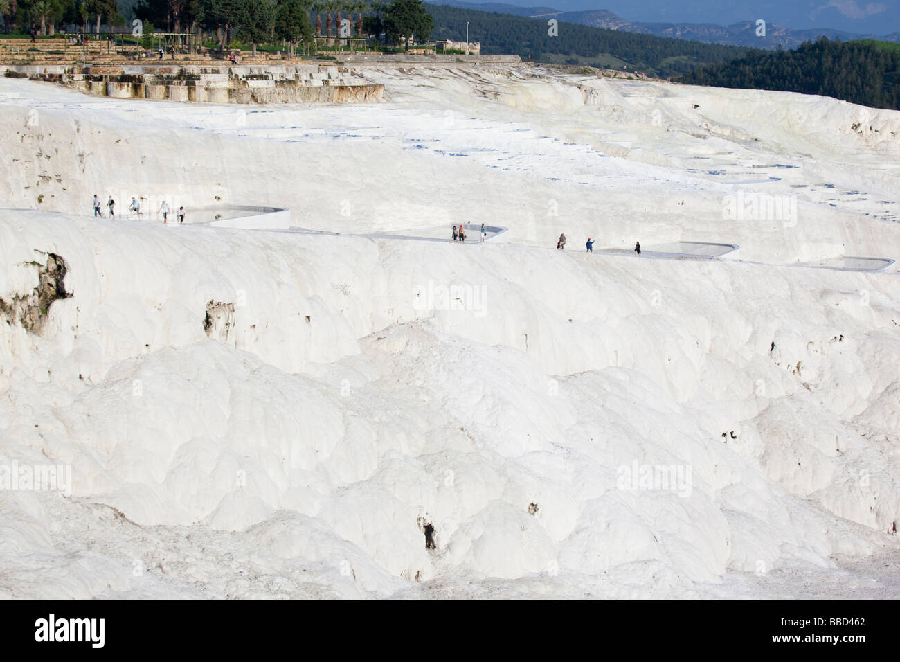 White mineral cliffs at Pamukkale in Turkey Stock Photo - Alamy
