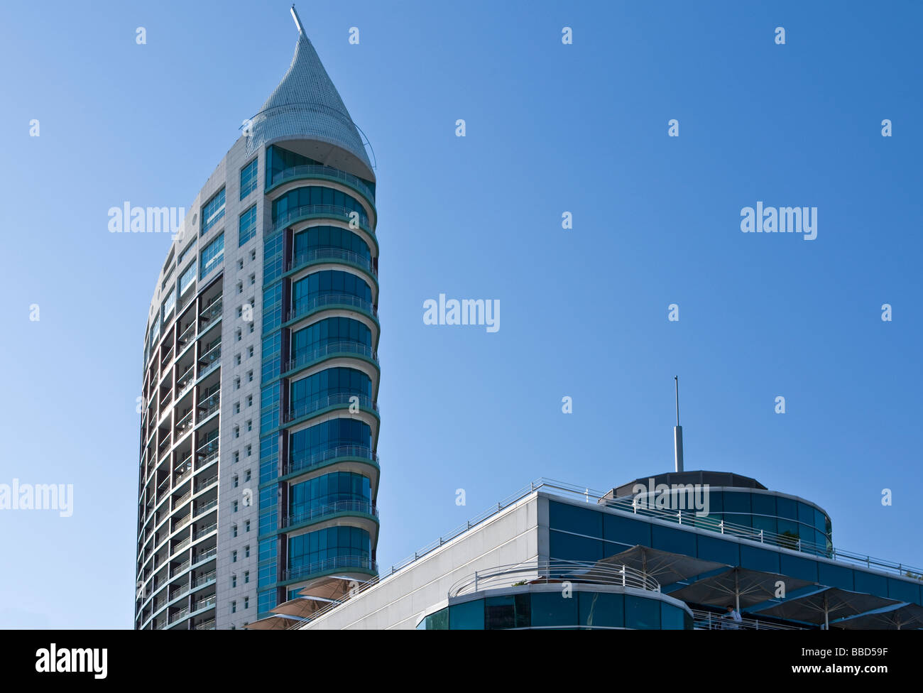 Lisbon the S Rafael towers in the Parque Das Nacoes exhibition area ...