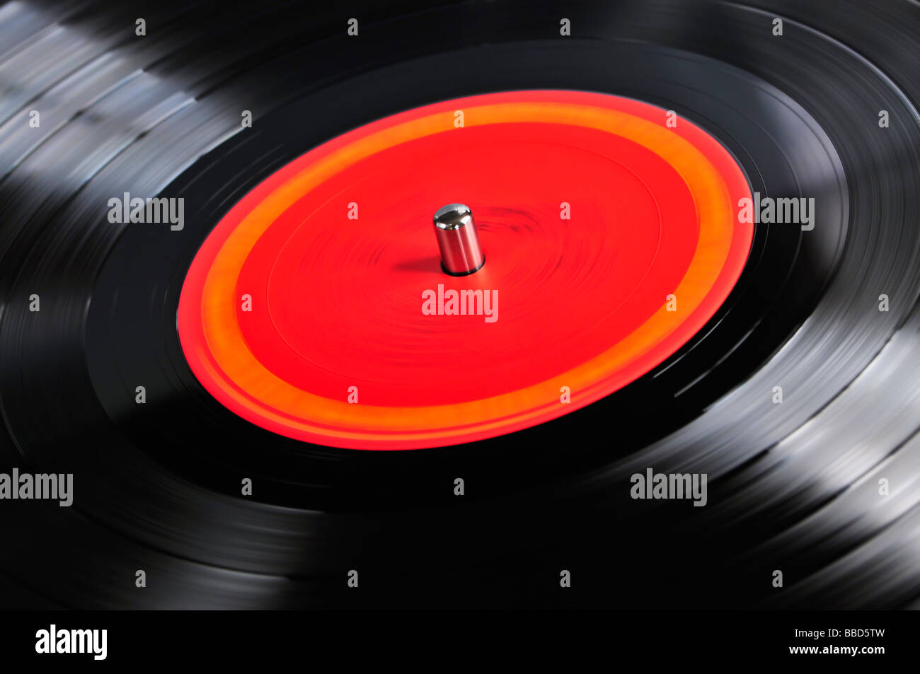 Vinyl record spinning on turntable close up Stock Photo - Alamy