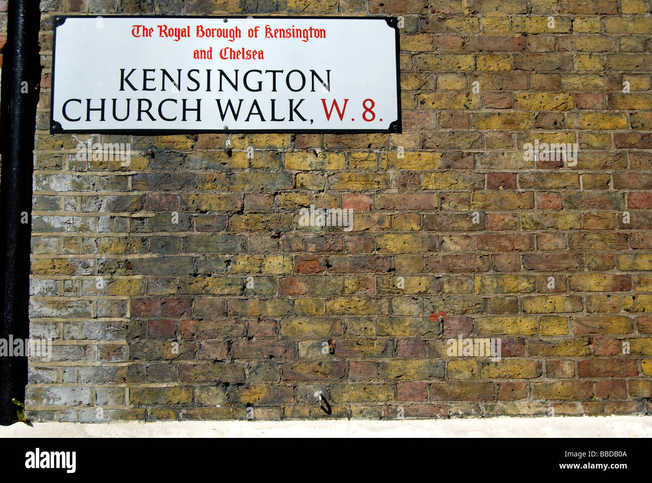 street name plate for kensington church walk, kensington, west london ...