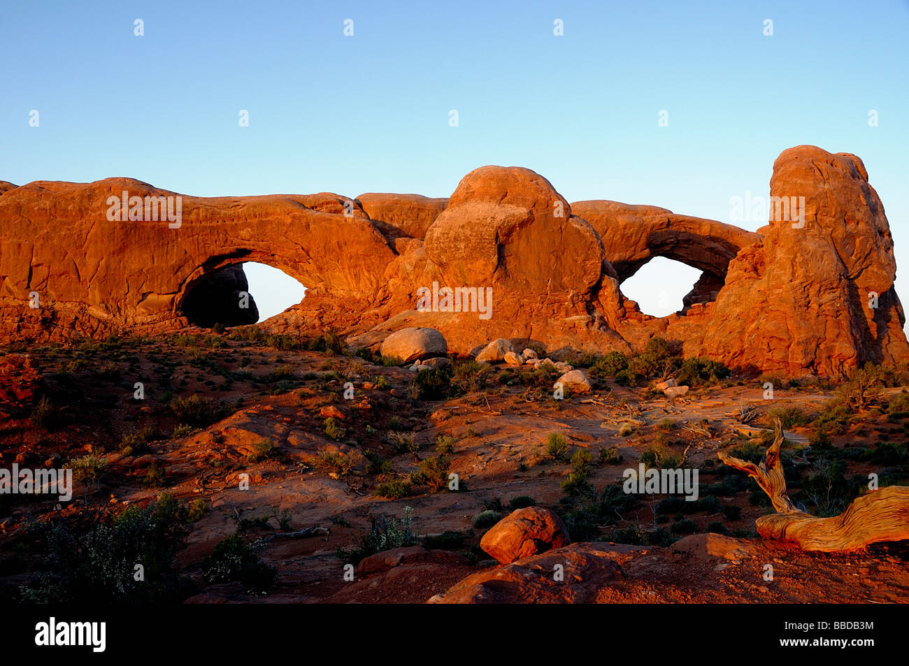 North and South Windows at Sunset Arches National Park Moab Utah USA ...