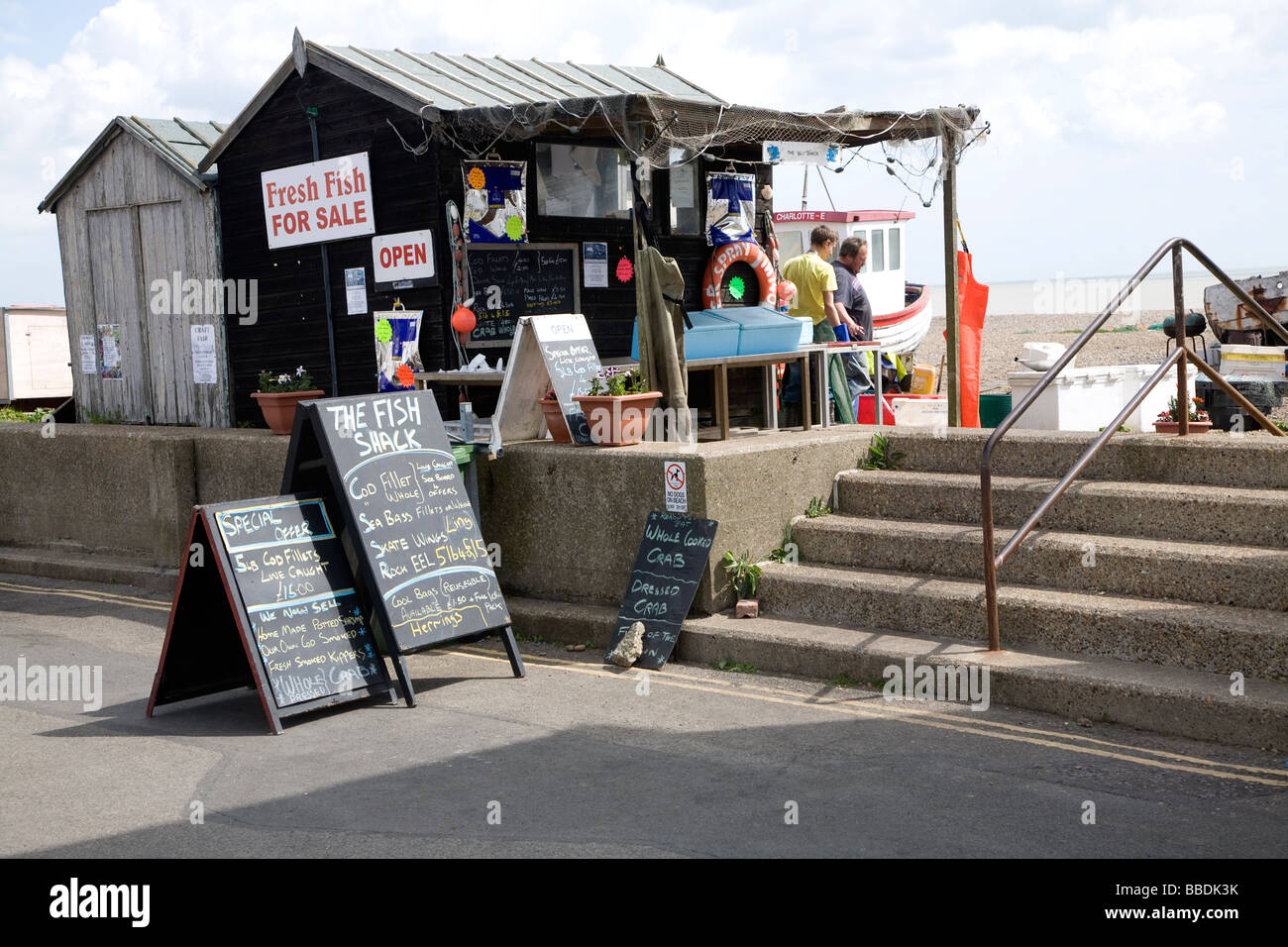 Fresh fish shed on beach Aldeburgh Suffolk England Stock Photo - Alamy