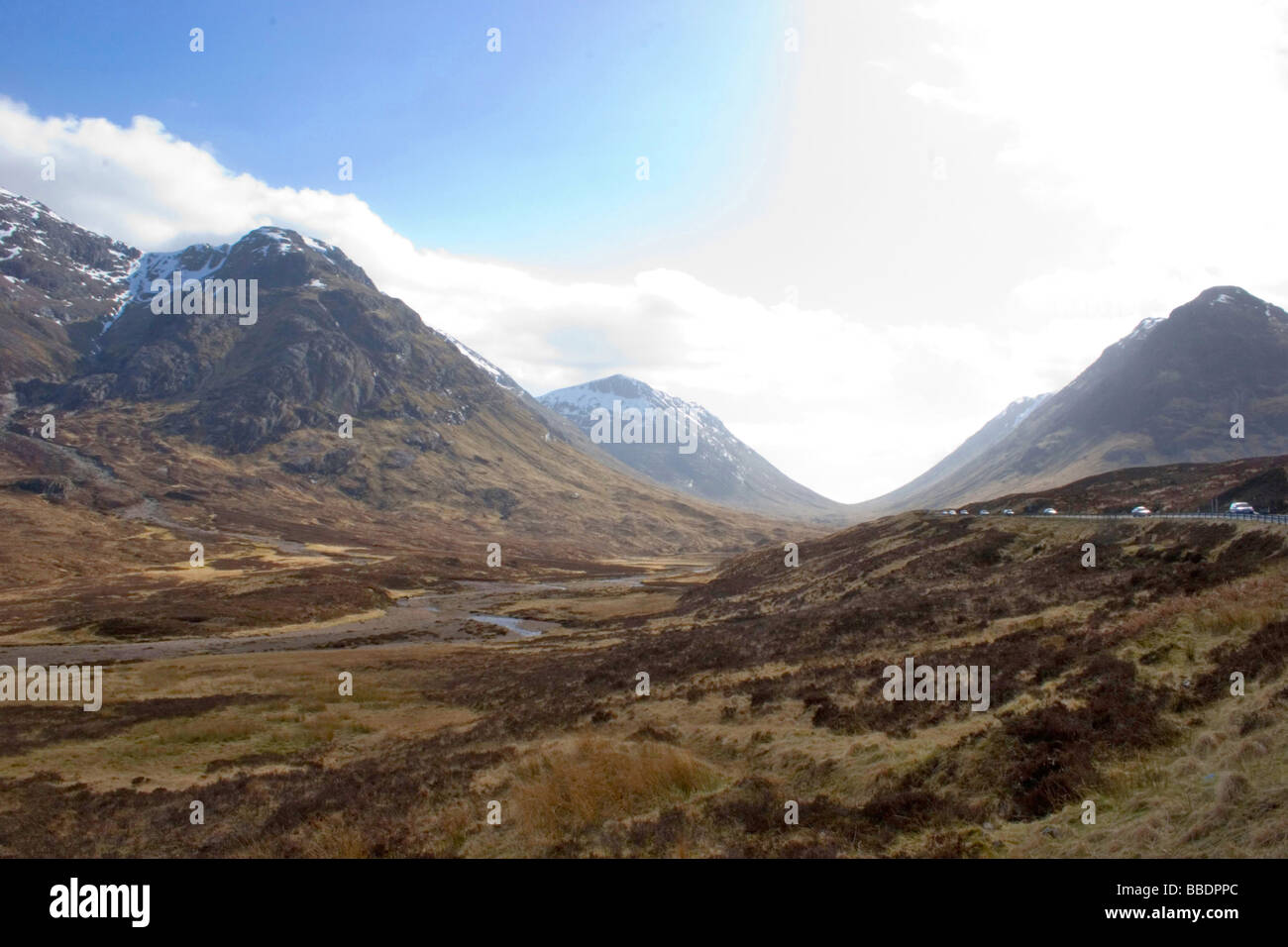 Panoramic view Scottish Highlands mountains Ben Nevis, Glencoe area ...