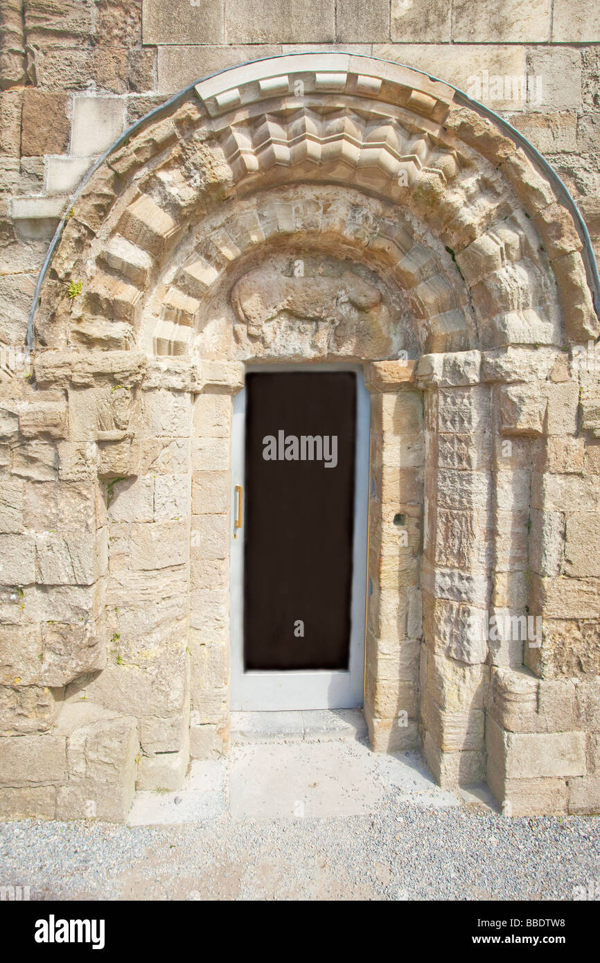 Medieval romanesque carving over entrance door to Cormac's Chapel Rock ...