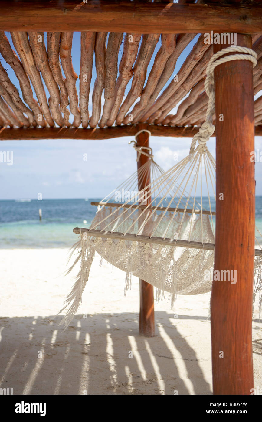 Hammock on Beach, Cancun, Mexico Stock Photo - Alamy