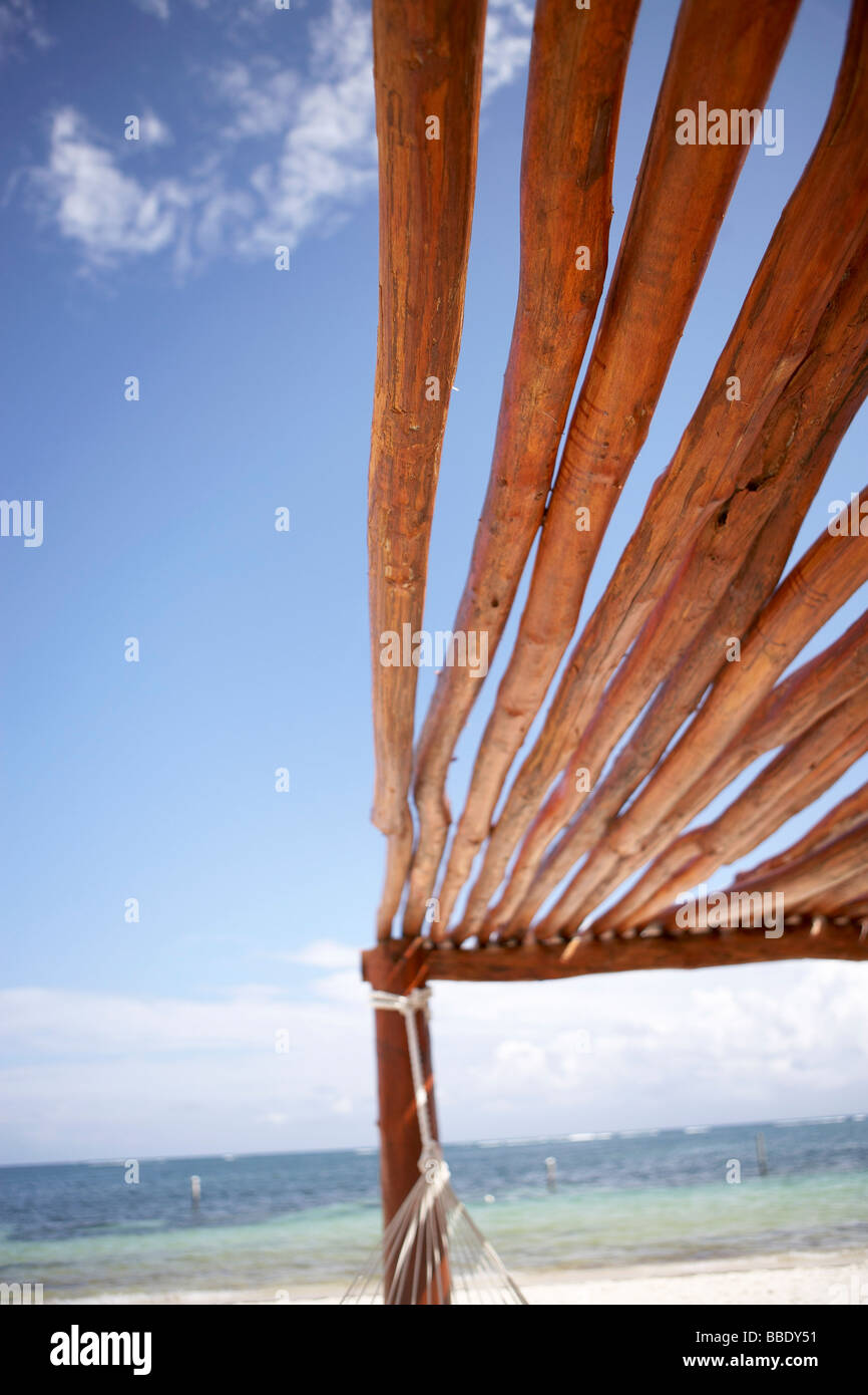 Hammock Structure on Beach, Cancun, Mexico Stock Photo - Alamy