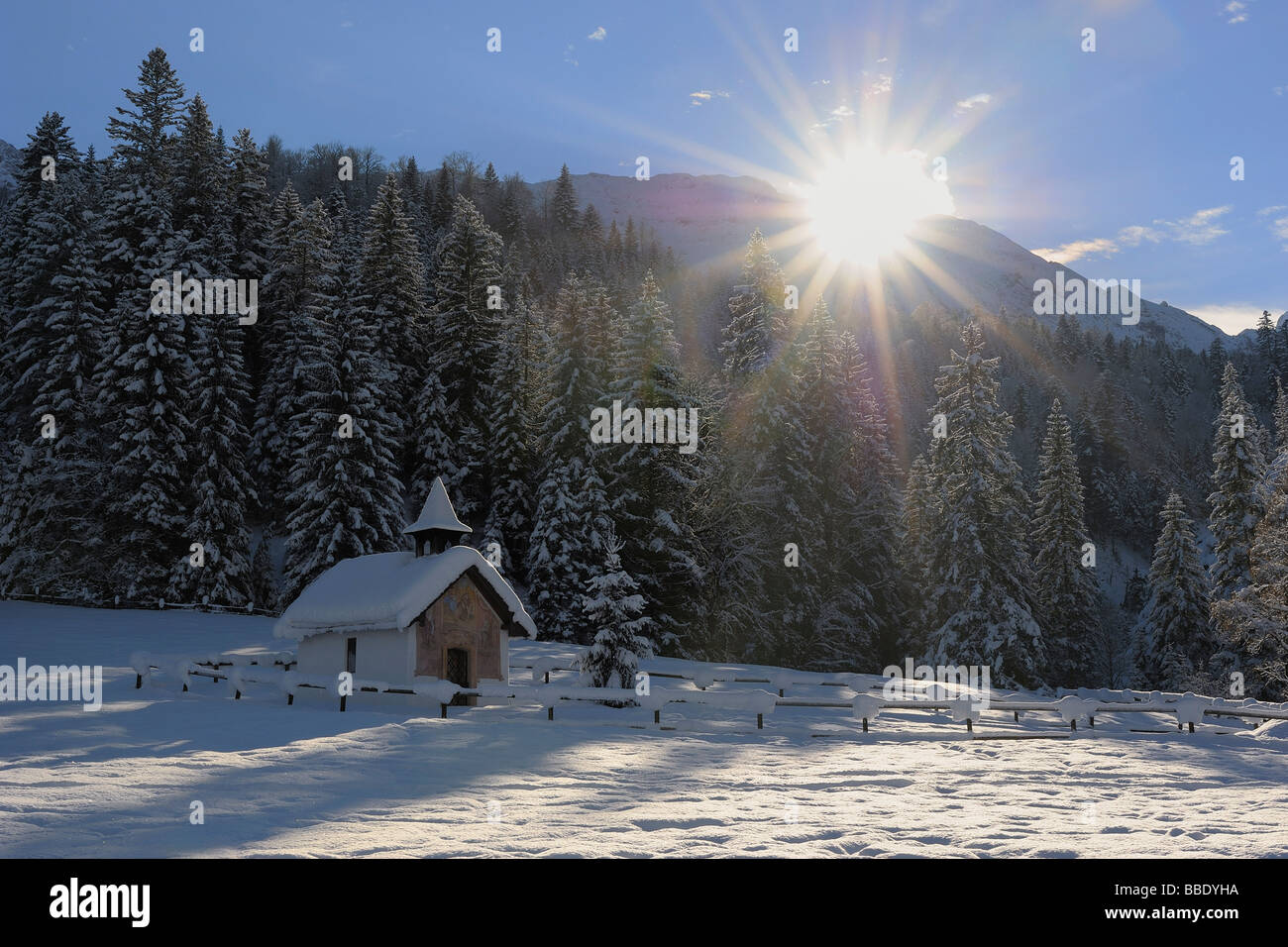 Small Chapel in Winter, Elmau, Bavaria, Germany Stock Photo - Alamy
