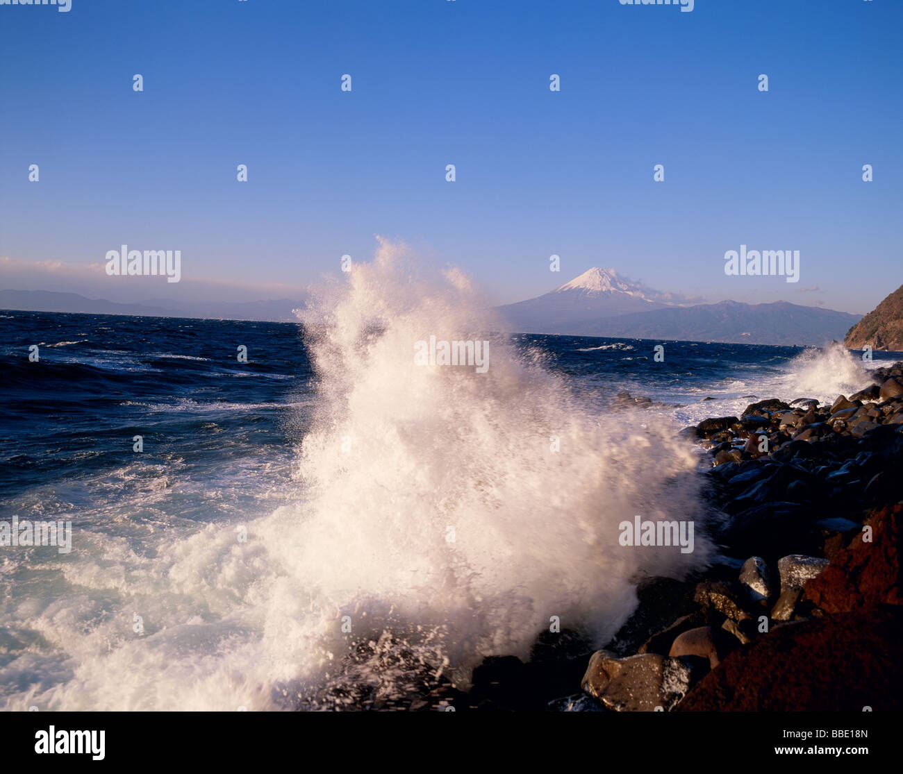 Mt.Fuji And Ocean Wave Stock Photo - Alamy