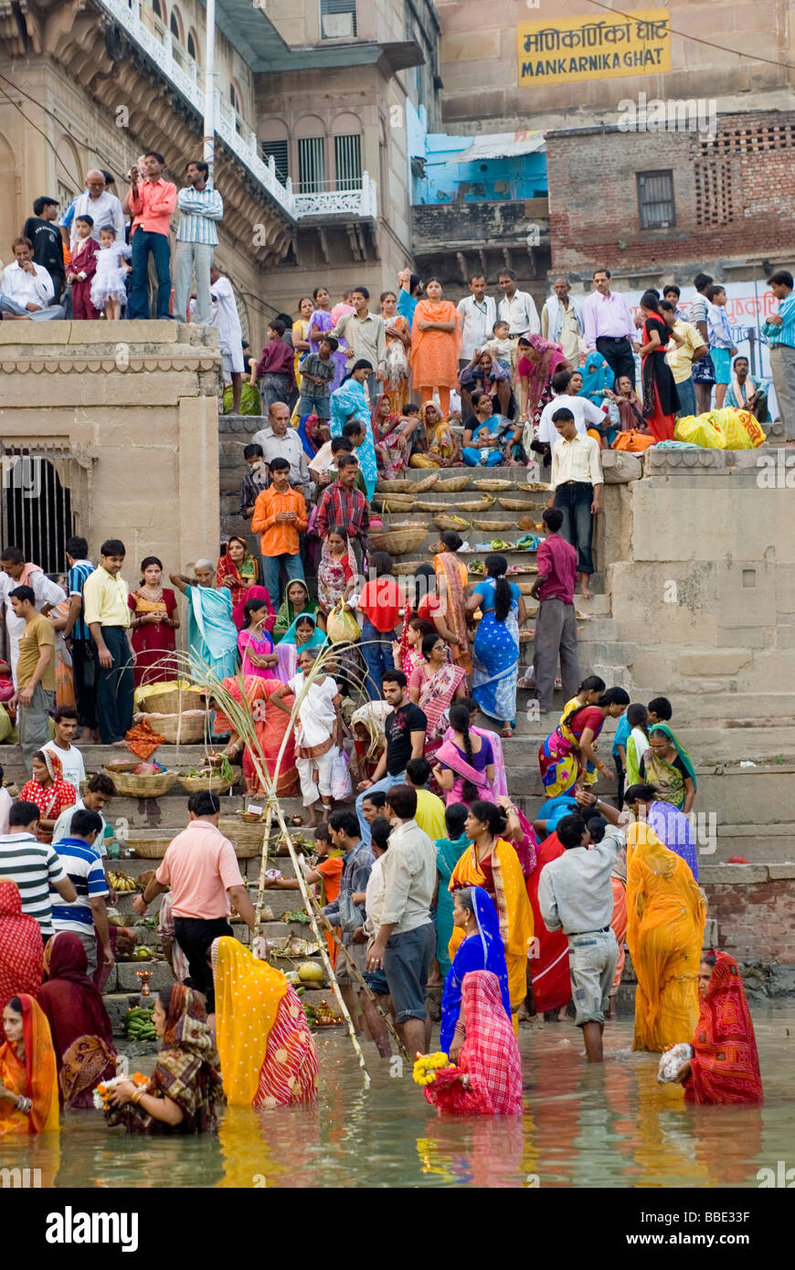 People at Diwali religious Hindu festival in Varanasi, India Stock ...