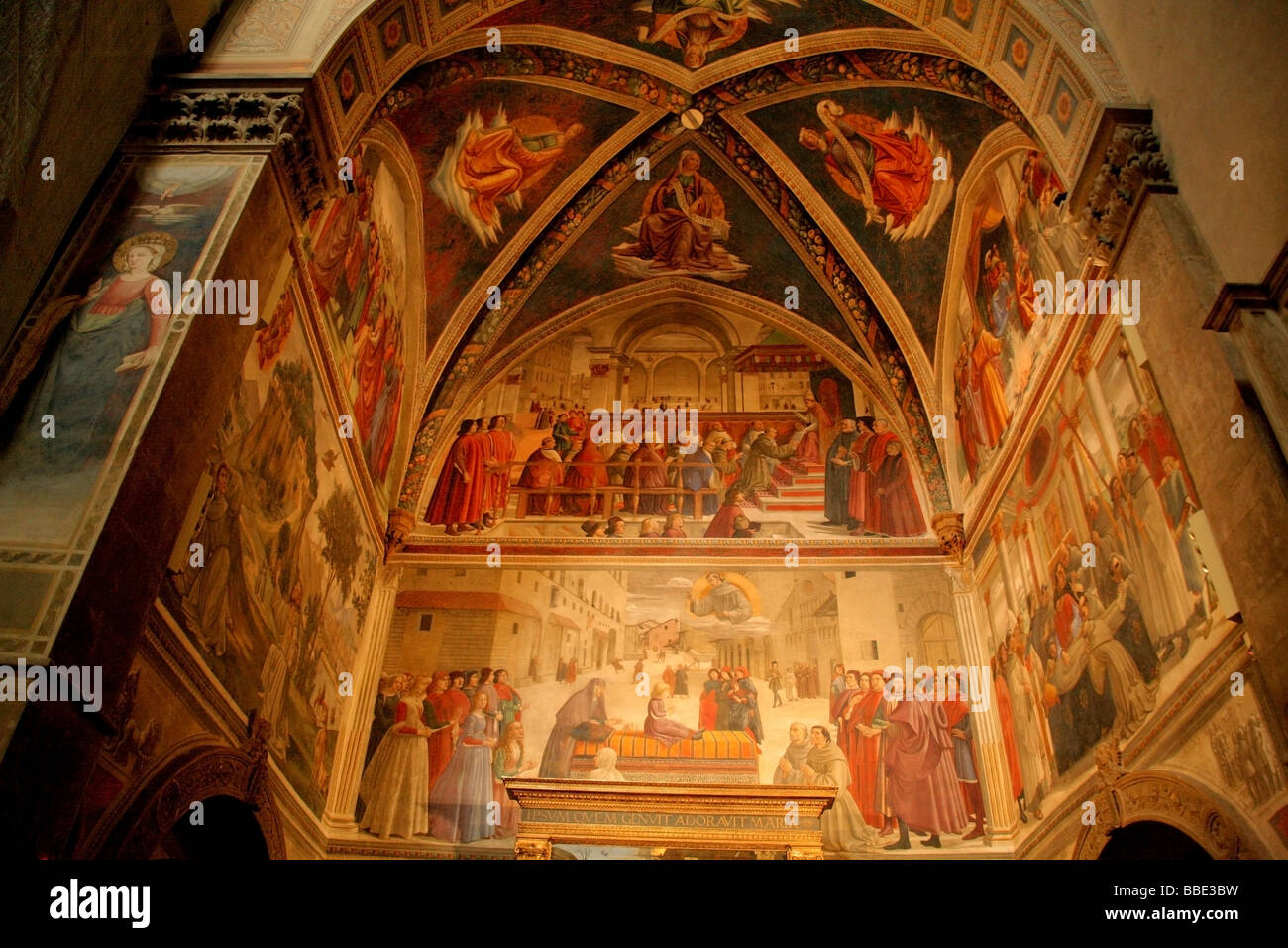 Decorated ceiling of church interior; Florence, Tuscany, Italy Stock ...