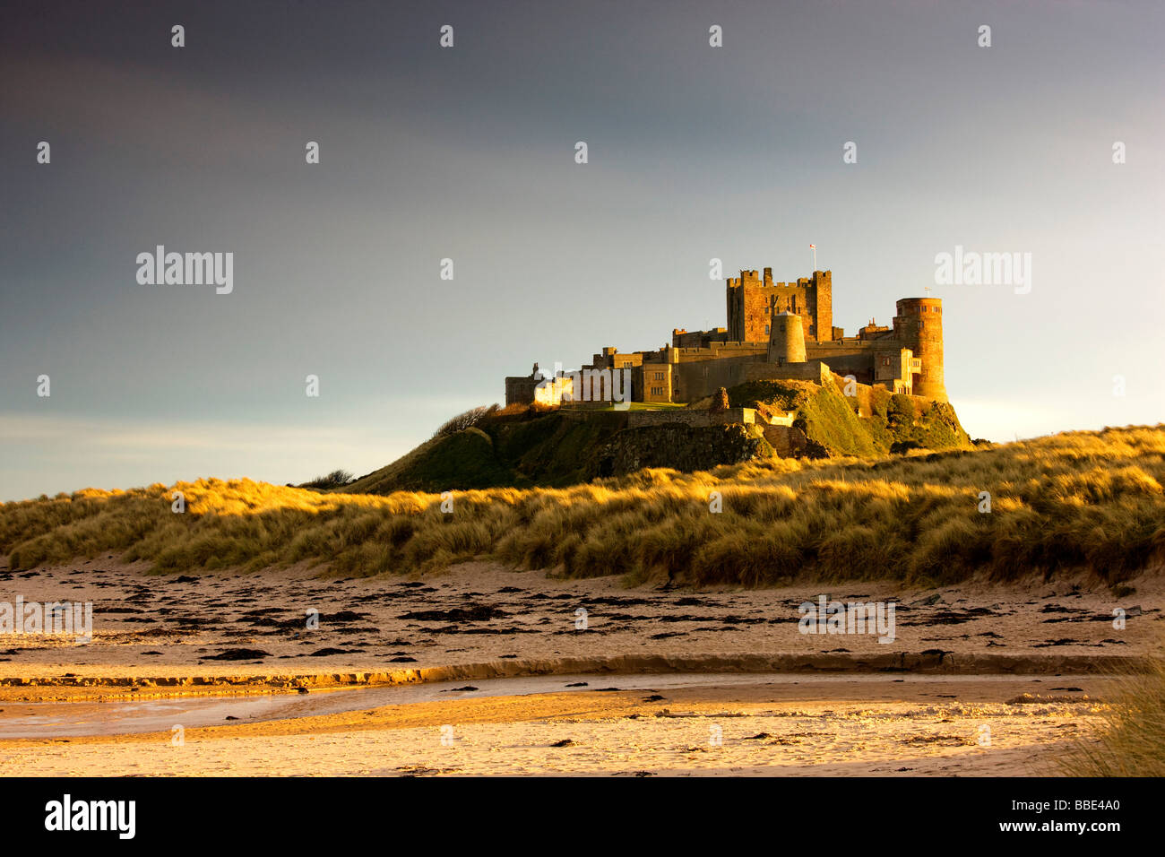 Bamburgh Castle; Bamborough, Northumberland, England, UK Stock Photo ...