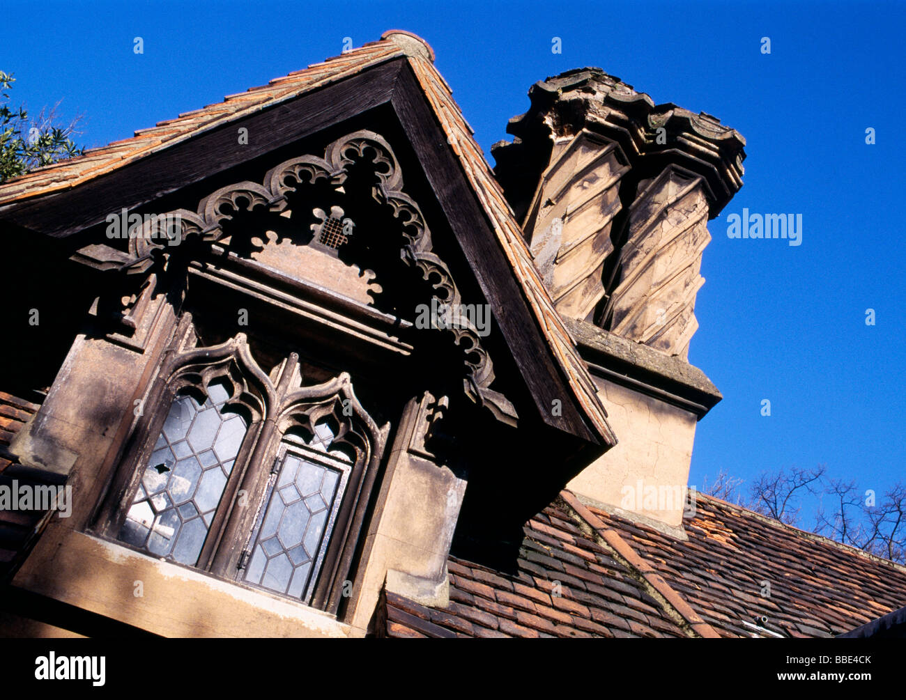 old house window and chimney Stock Photo - Alamy