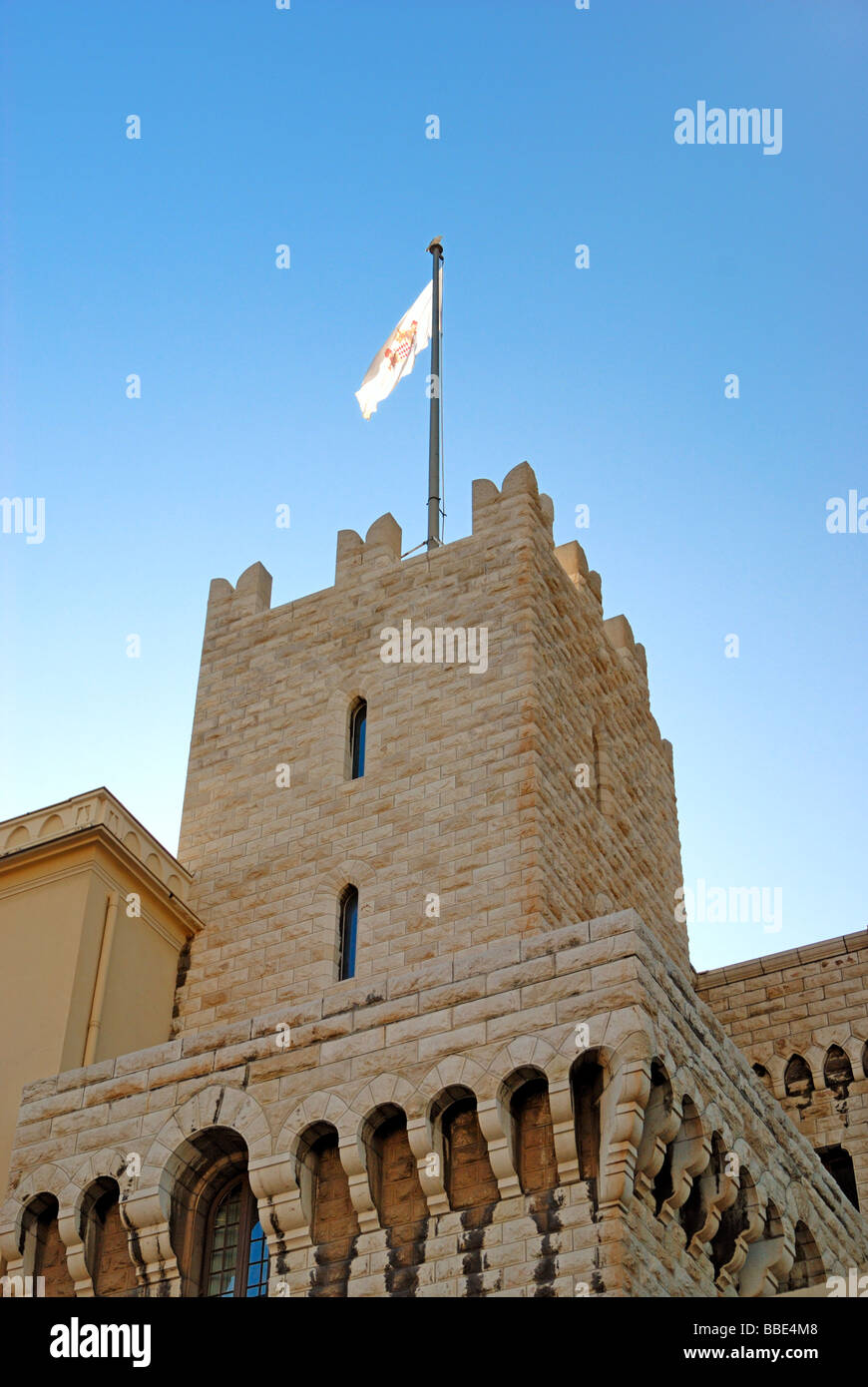 Monaco palace castle tower flag hi-res stock photography and images - Alamy