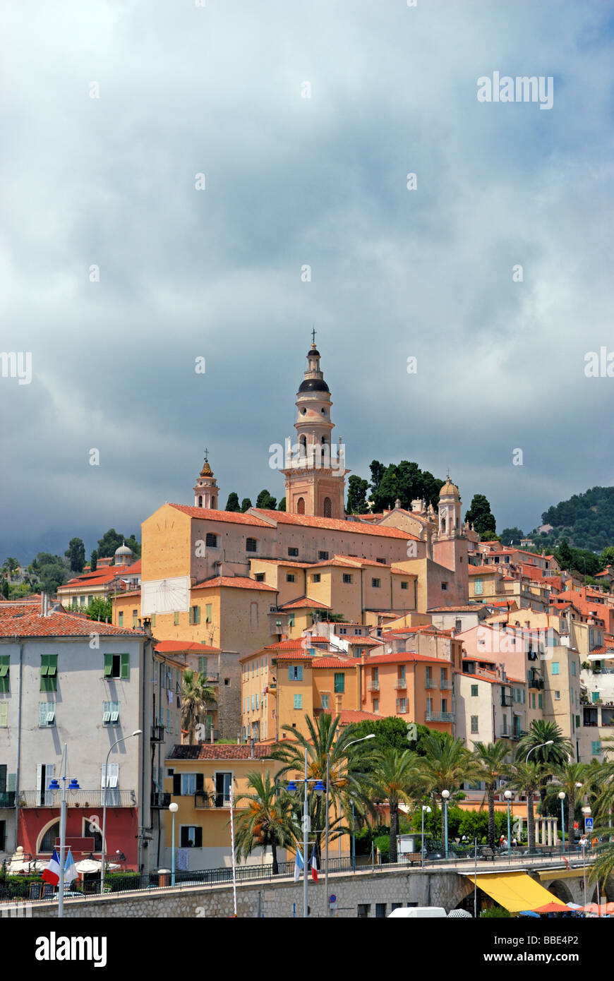 Old town and Saint Michel church in Menton French Azure coast Stock ...