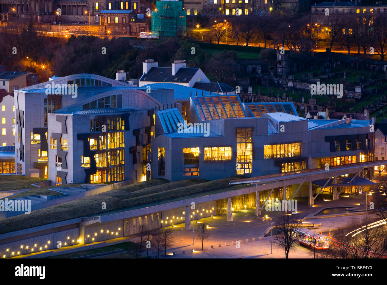Scotland Edinburgh Holyrood building illuminated is the home of the ...