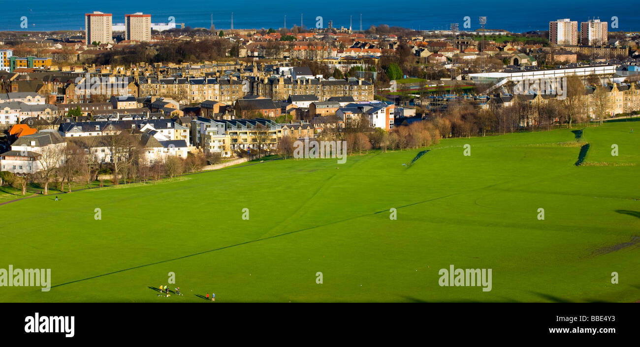 Scotland Edinburgh Holyrood Park People partaking in sports activities ...