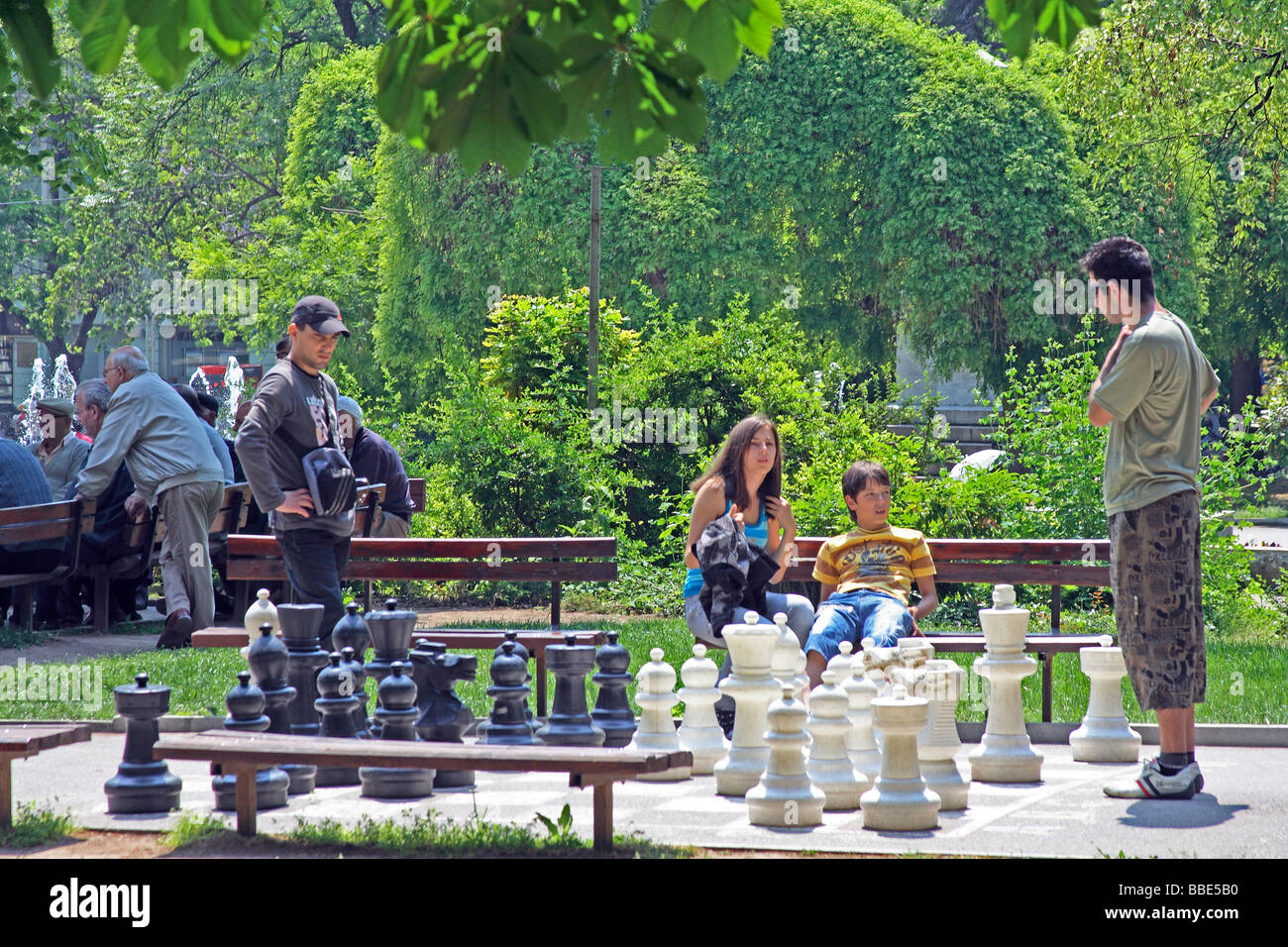 men playing chess on the street ,park in stara zagora bulgaria Stock ...