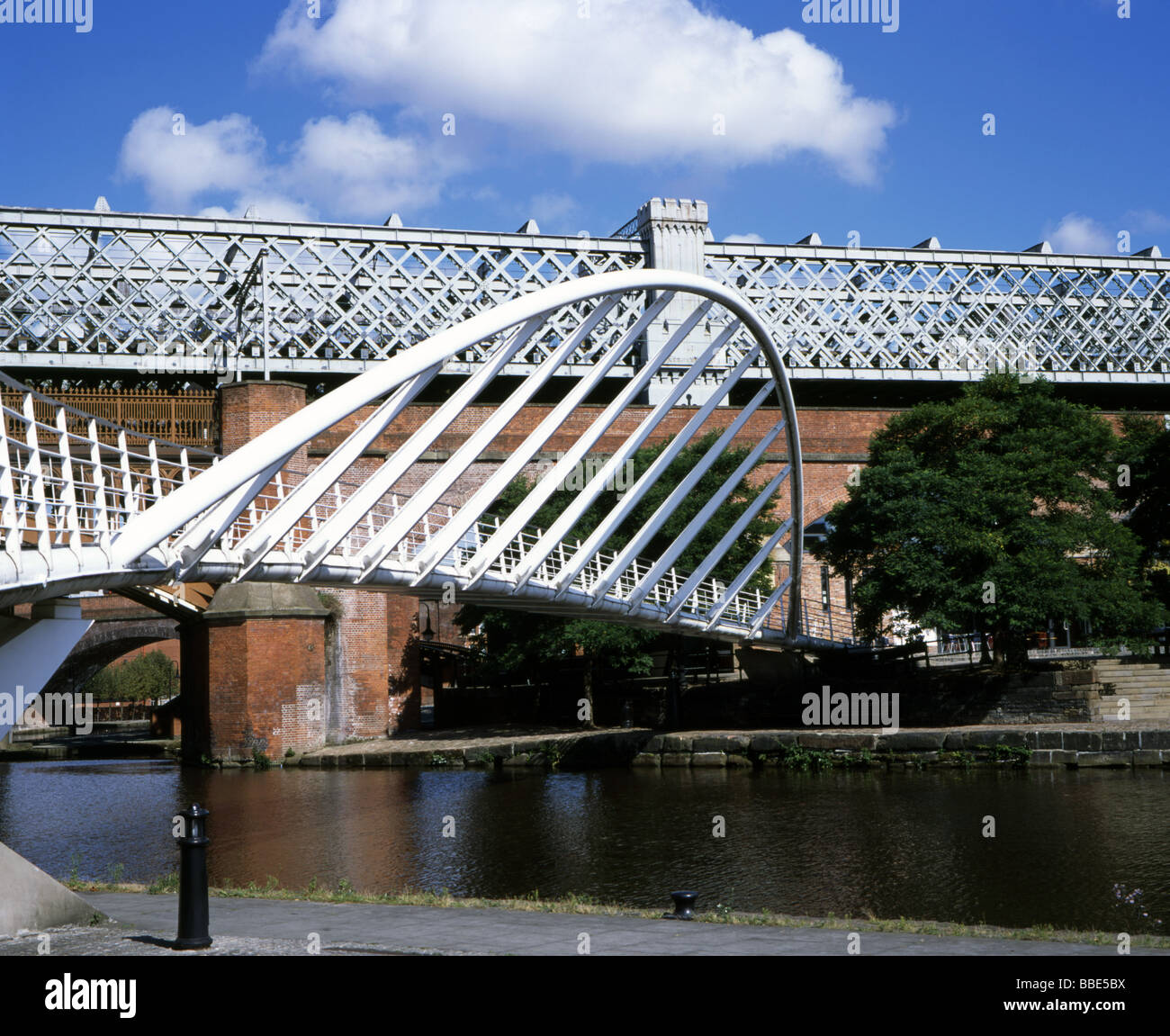 Suspension Bridge at Castlefield Canal Basin,Castlefield Manchester ...