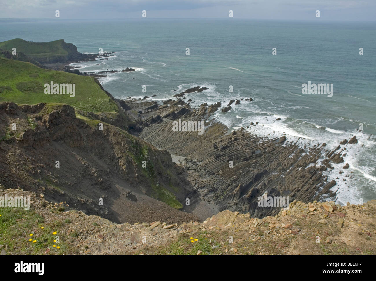 The north Cornwall coast near Morwenstow, with Higher Sharpnose Point ...