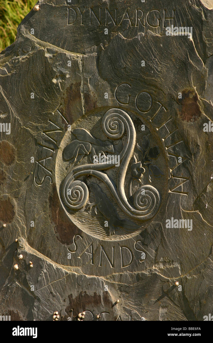 Celtic stone writing Gwithian Cornwall Stock Photo - Alamy